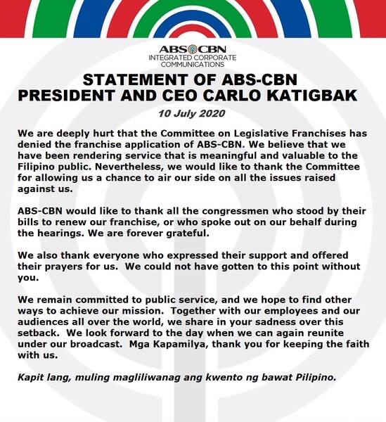 ABS-CBN President & CEO Carlo L. Katigbak Shows Gratitude To Supporters ...